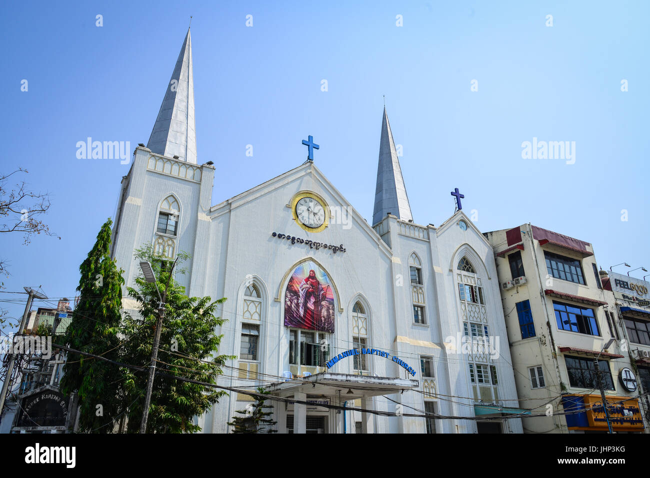 Yangon, Myanmar - Feb 13, 2017. Immanuel Baptist Church in Yangon ...