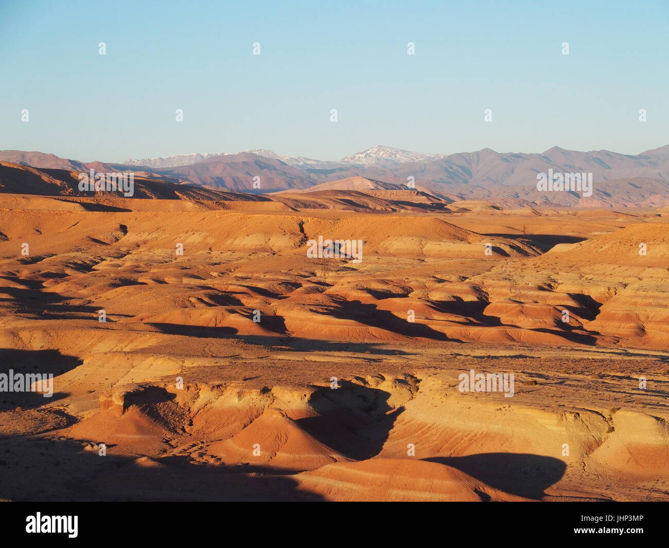 Desert and high ATLAS MOUNTAINS range landscape in central MOROCCO seen ...
