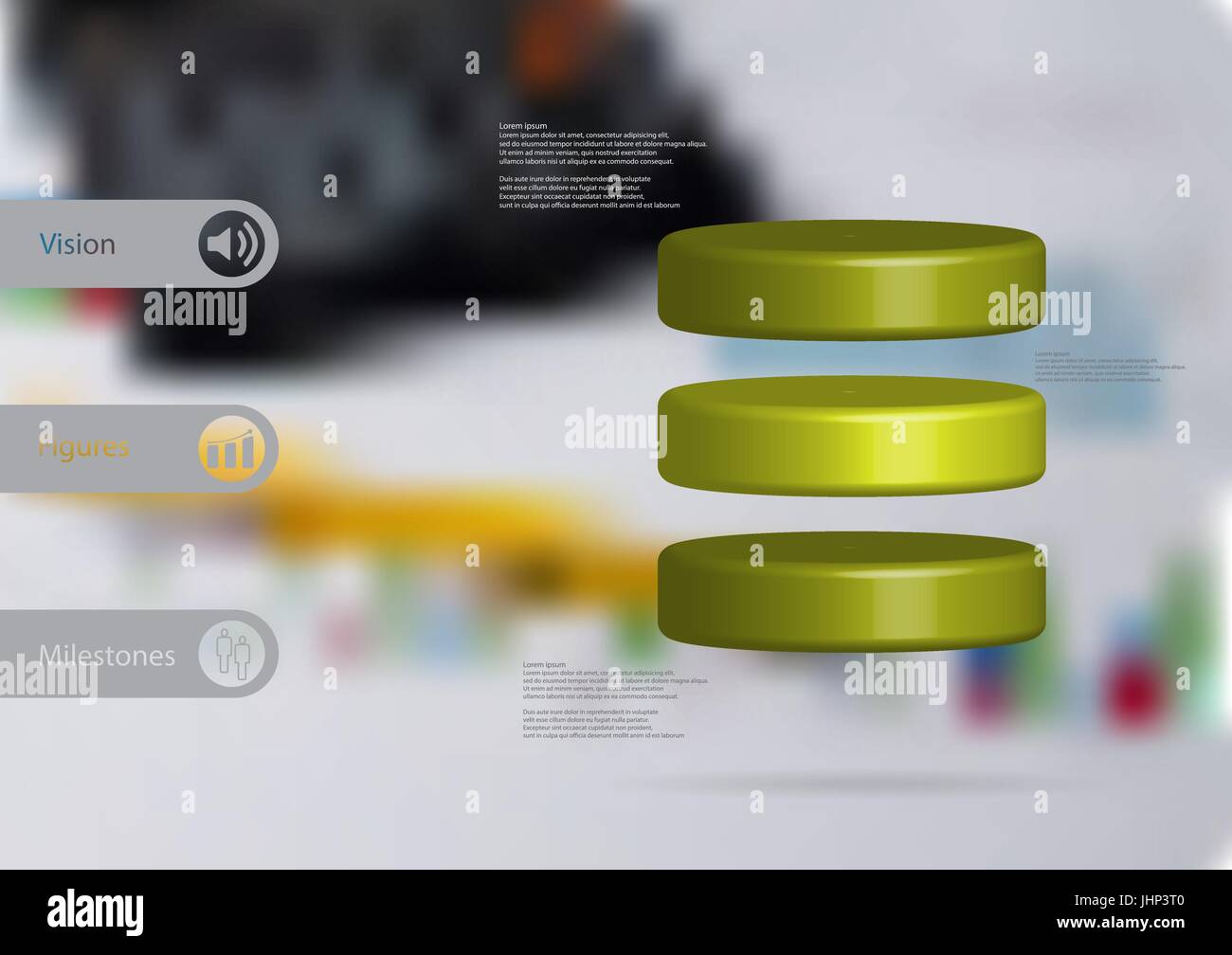 3D illustration infographic template with motif of cylinder ...