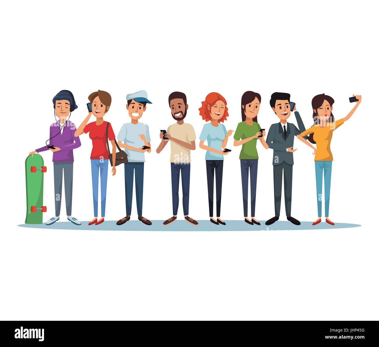 white background with group people social network communication Stock ...