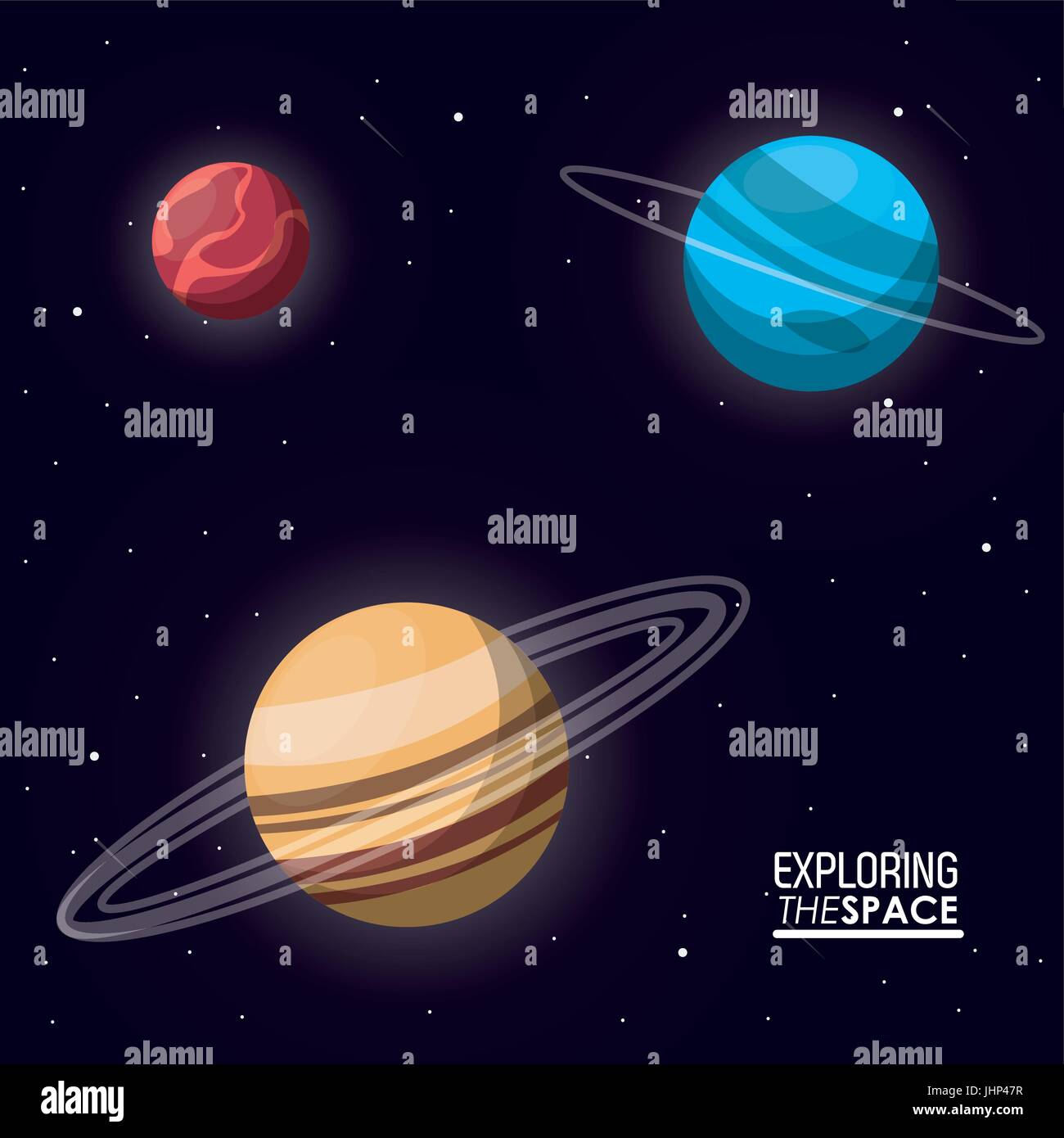 colorful poster exploring the space with planets saturn uranus and ...