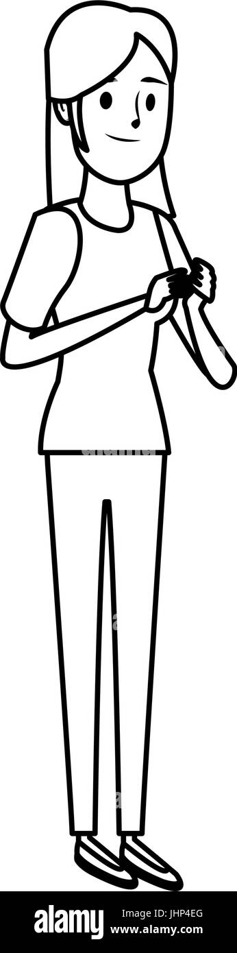 outlined young woman standing cartoon Stock Vector Image & Art - Alamy