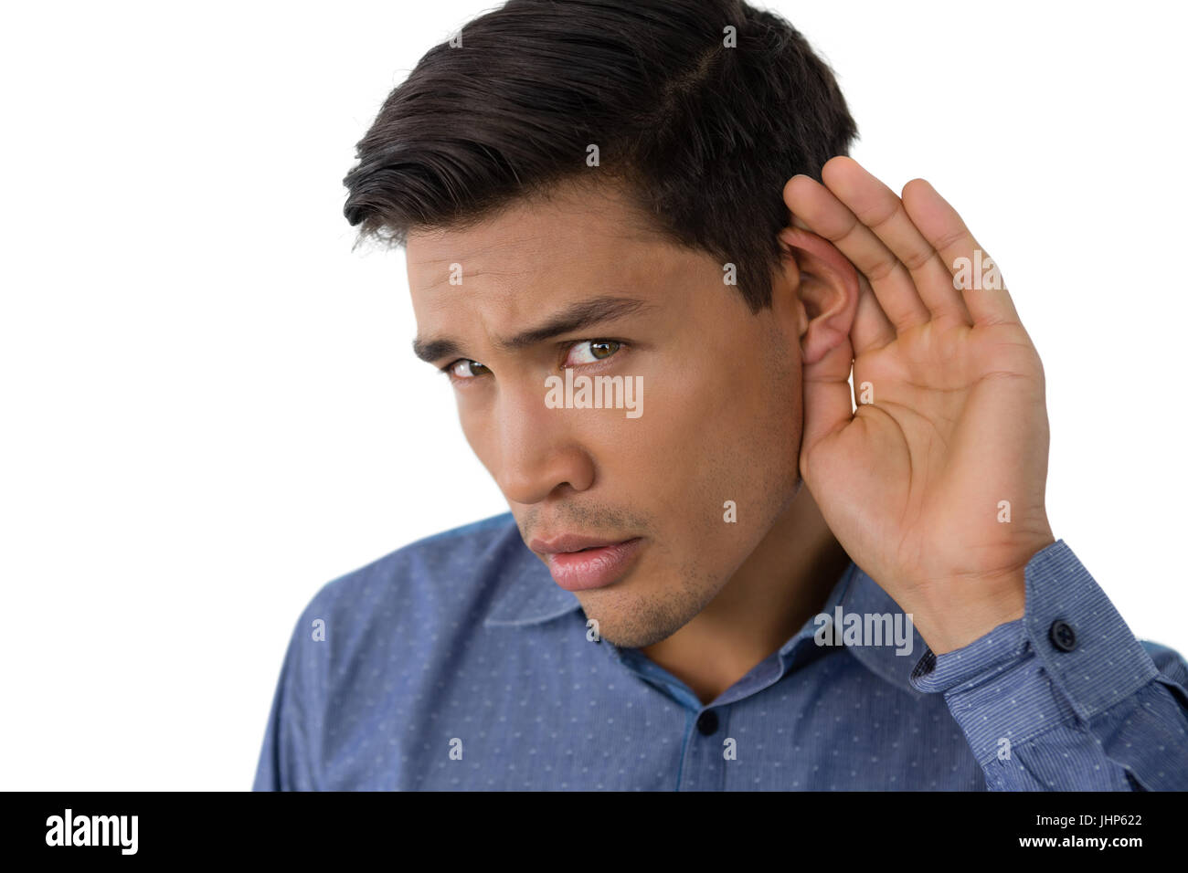Hand cupped ear hi-res stock photography and images - Alamy