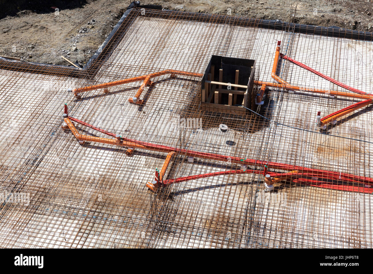 prepared the foundation for pouring concrete with instalation Stock ...