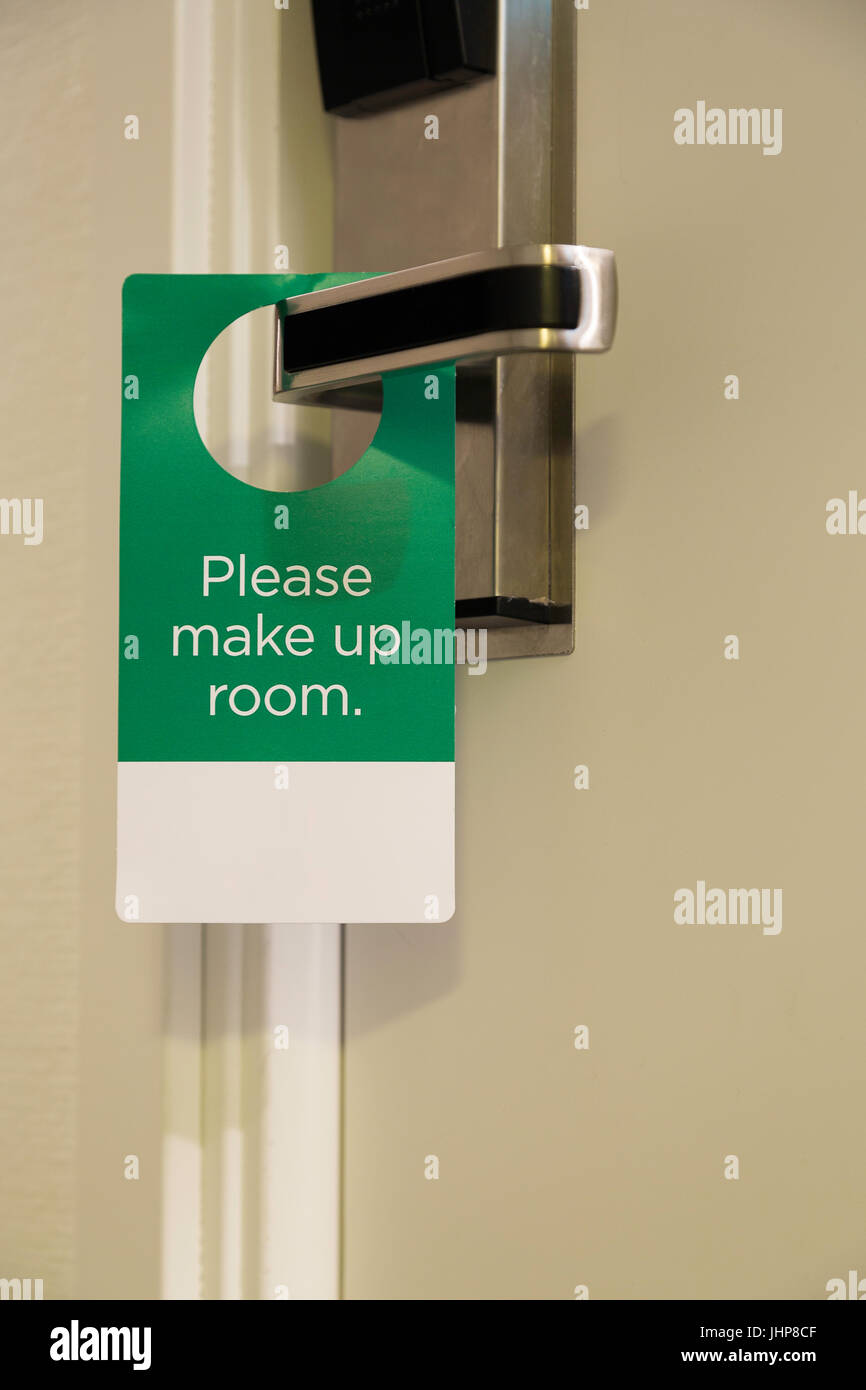 Please Make Up My Room Hotel Sign close up Stock Photo - Alamy