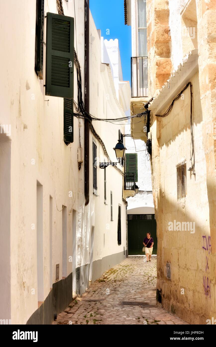 Ciutadella street scene menorca minorca Stock Photo - Alamy