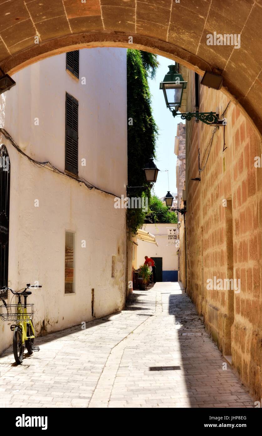 Ciutadella street scene menorca minorca Stock Photo - Alamy
