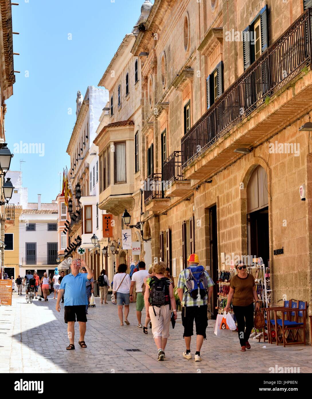 Ciutadella street scene menorca minorca Stock Photo - Alamy