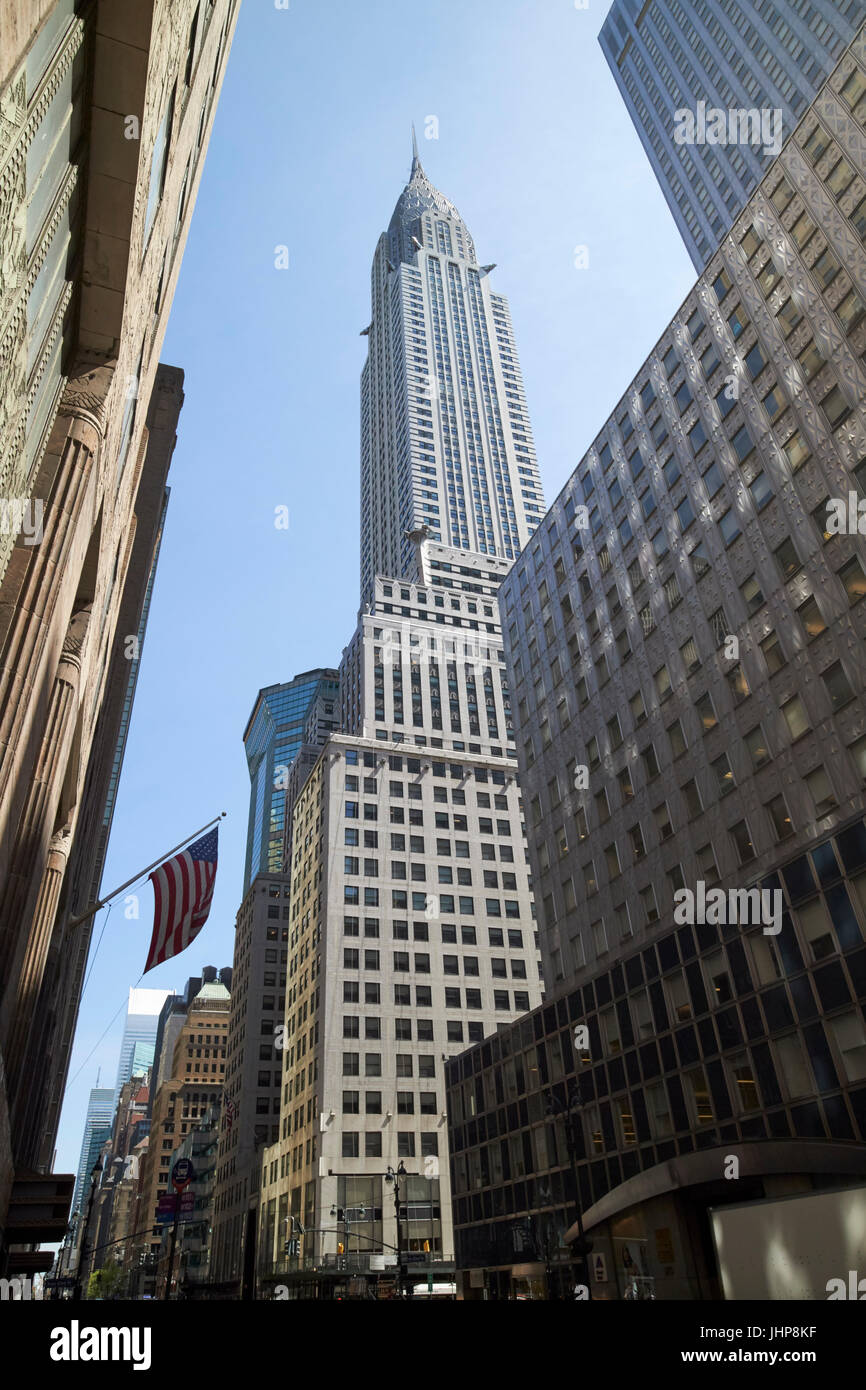 looking up at the Chrysler building from Lexington Avenue New York City ...
