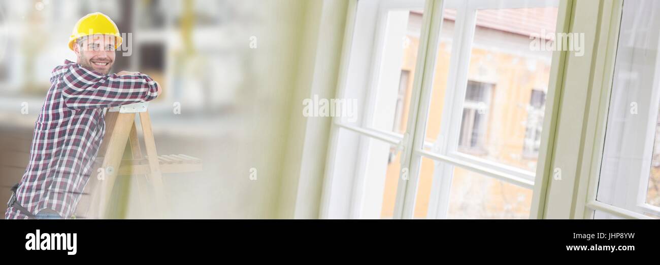 Man climbing out of window hi-res stock photography and images - Alamy