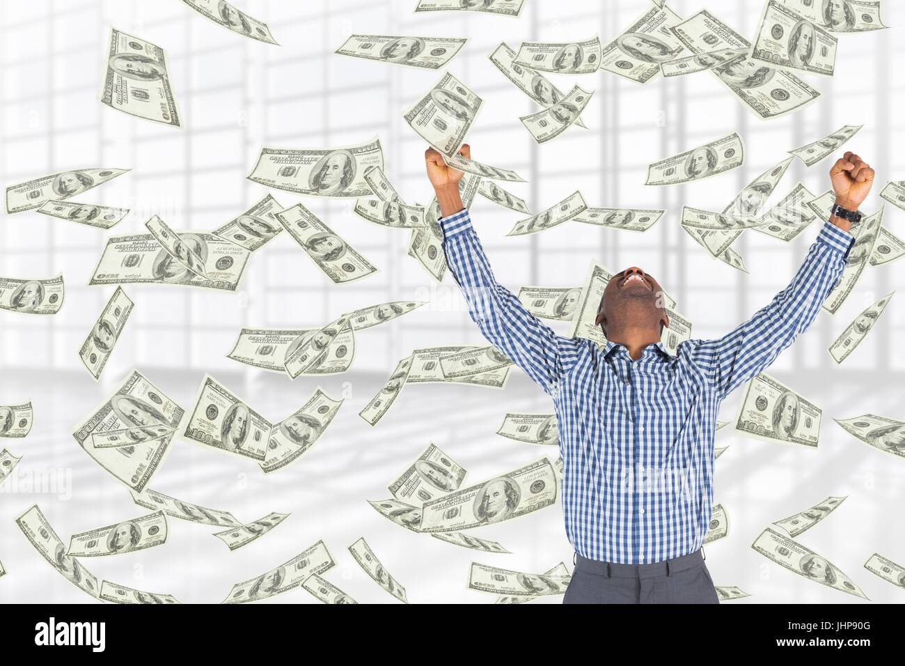3d white man money rain hi-res stock photography and images - Alamy
