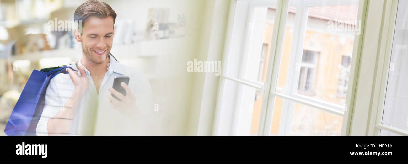 Digital composite of Man Window Shopping with window transition Stock ...