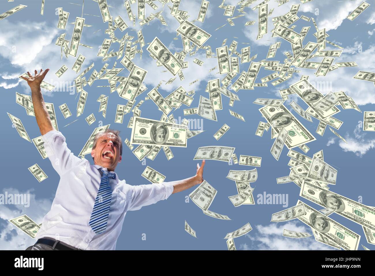 3d white man money rain hi-res stock photography and images - Alamy