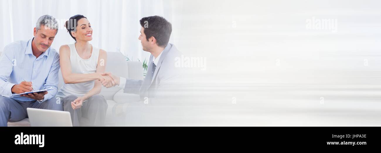 Digital composite of People Signing Paper Agreement with transition ...