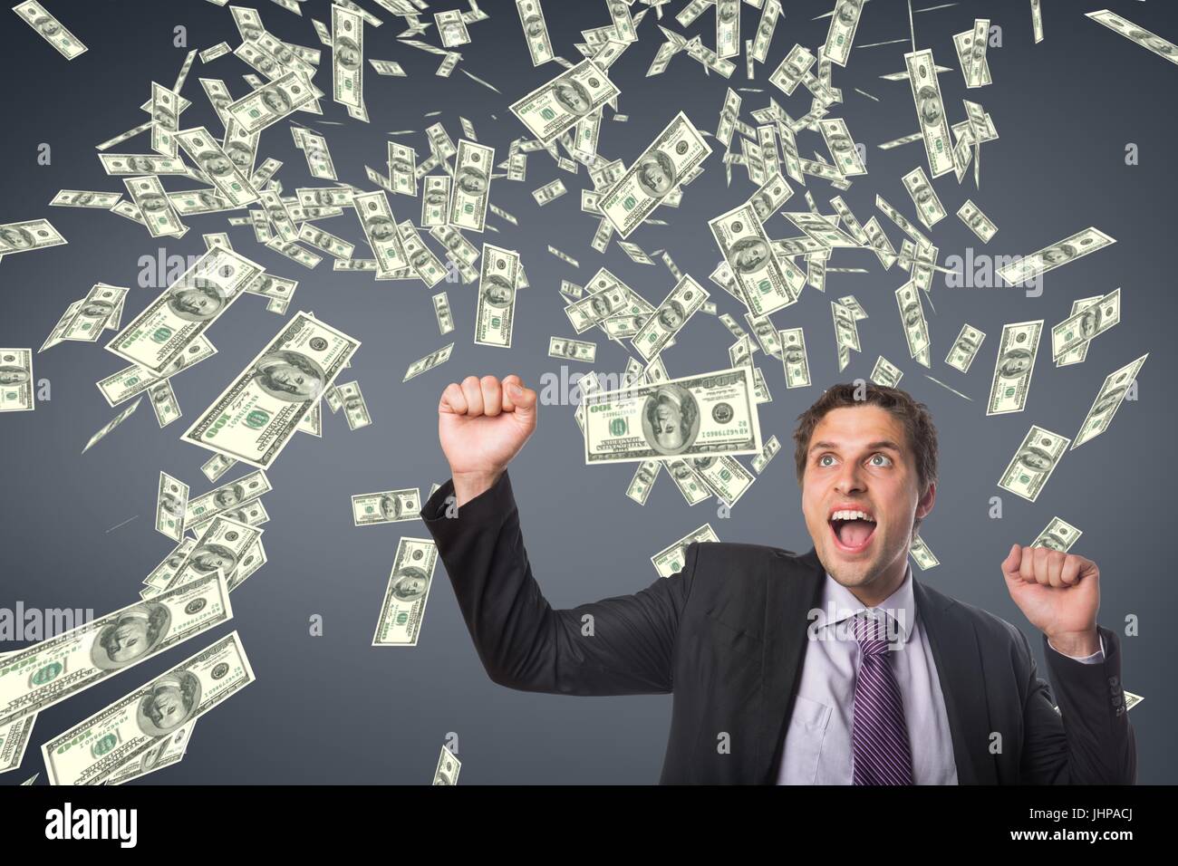 3d white man money rain hi-res stock photography and images - Alamy