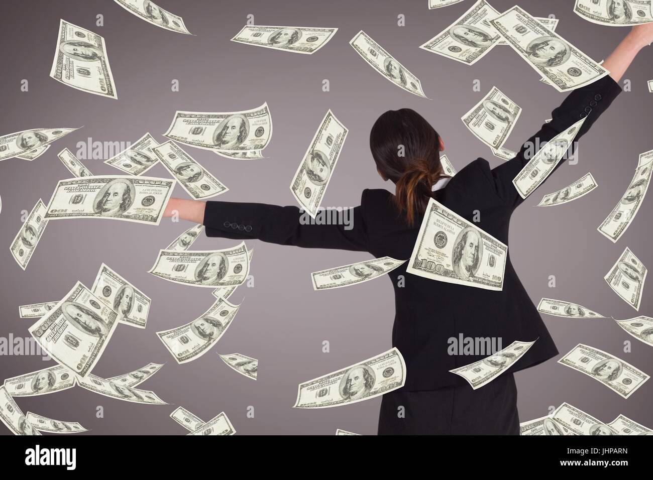 Woman money rain excited hi-res stock photography and images - Alamy