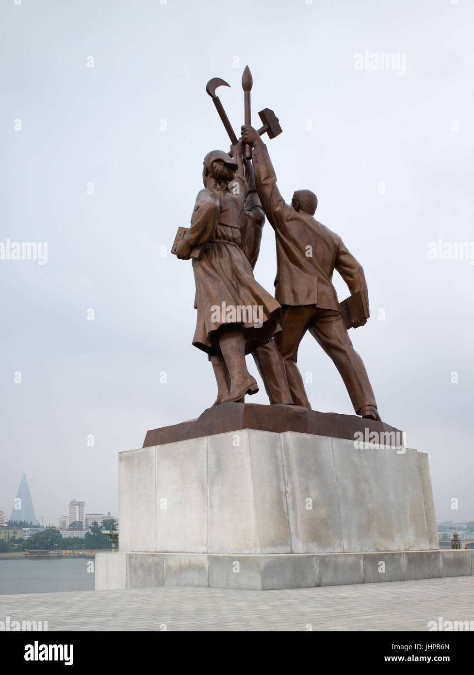 Statue symbolising intellectuals, industrial workers, and farmers, at ...