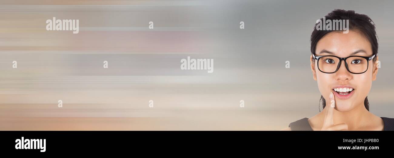 Digital composite of Thinking woman with motion transition Stock Photo ...