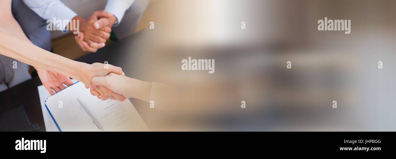 Digital composite of People Signing Paper Agreement with transition ...