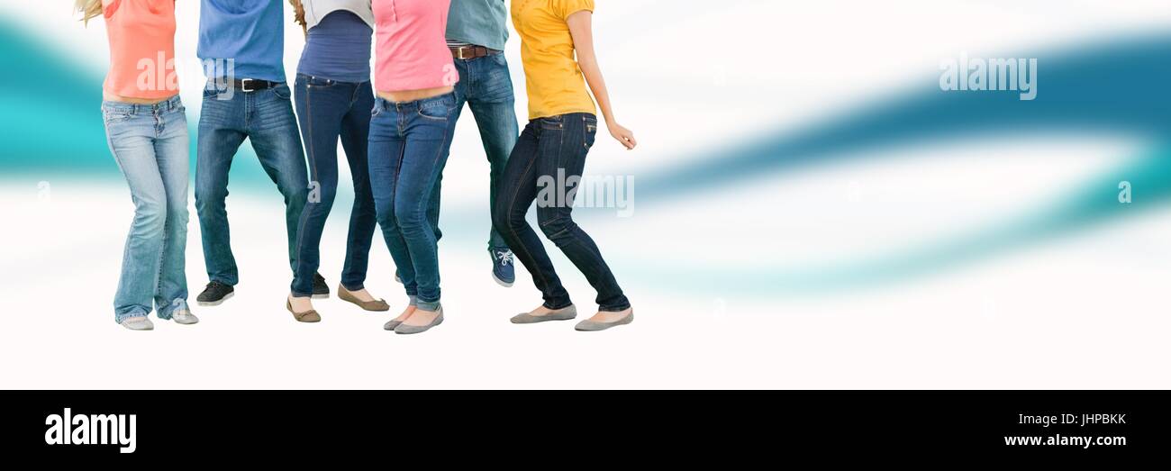 Digital composite of Group of People standing with curved background ...