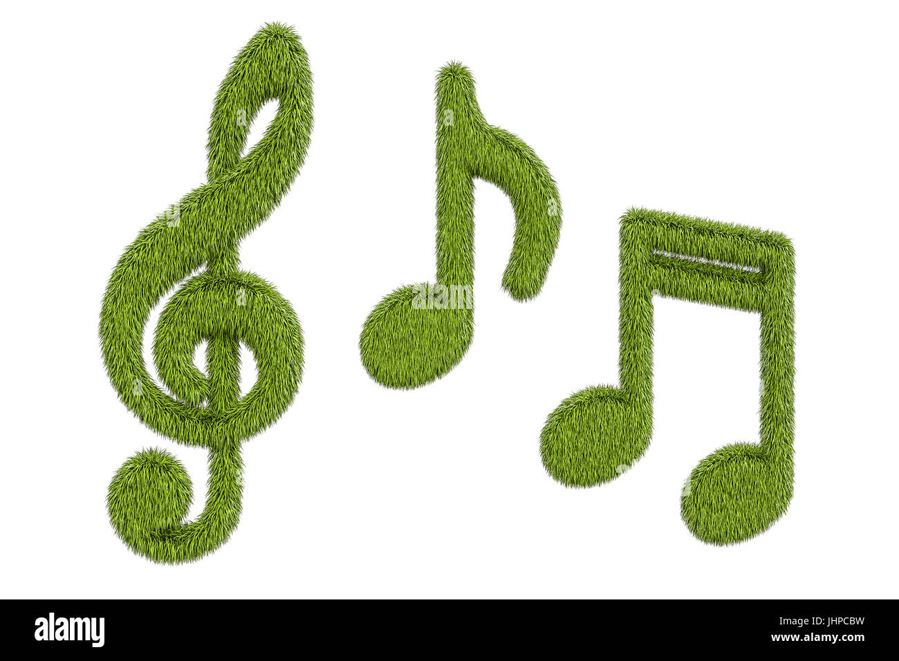 Music notes from grass, 3D rendering isolated on white background Stock ...