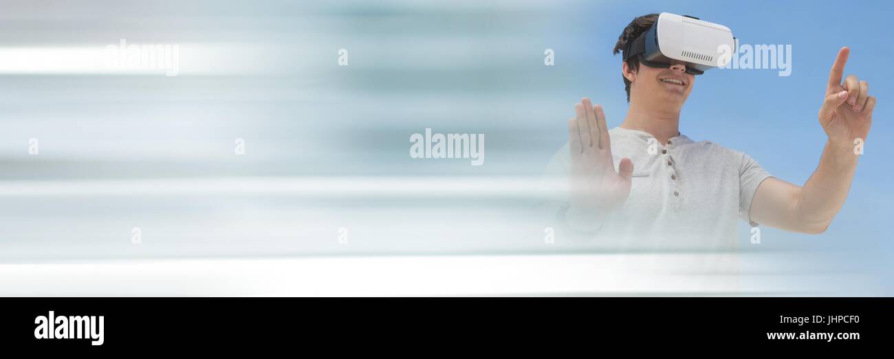 Digital composite of Man Wearing VR Headset with motion transition ...