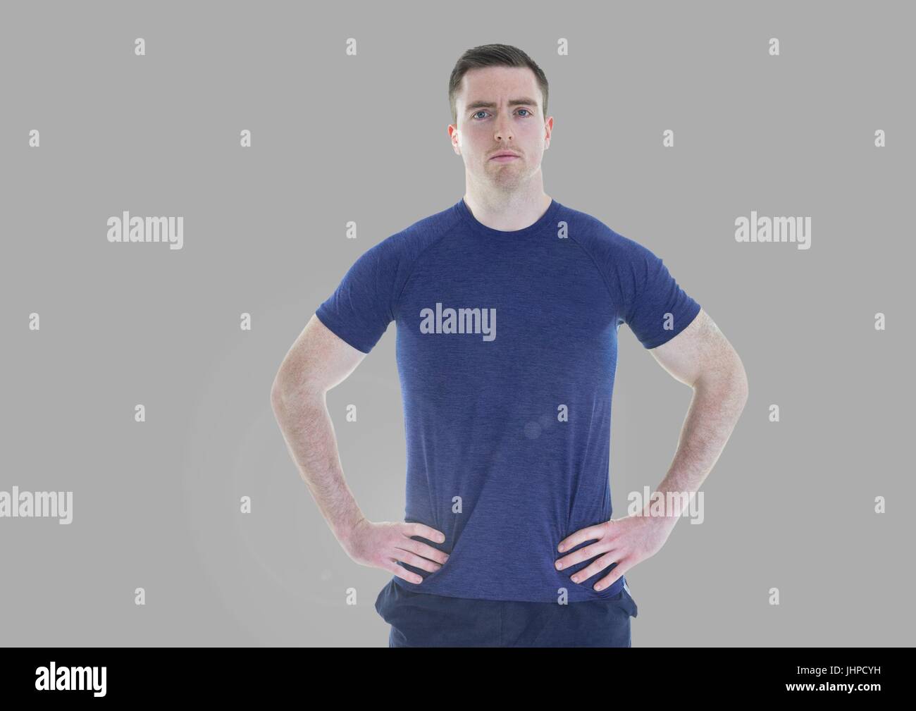 Digital composite of Portrait of Man with grey background Stock Photo ...