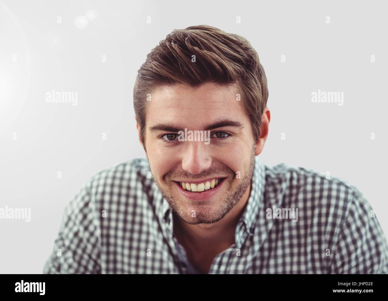 Digital composite of Portrait of Man with grey background Stock Photo ...