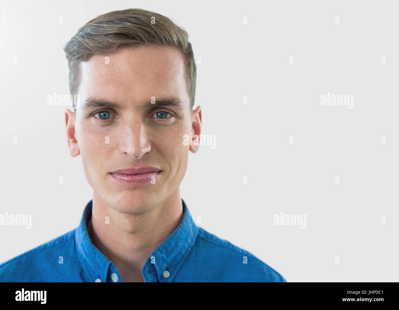 Digital composite of Portrait of Man with grey background Stock Photo ...