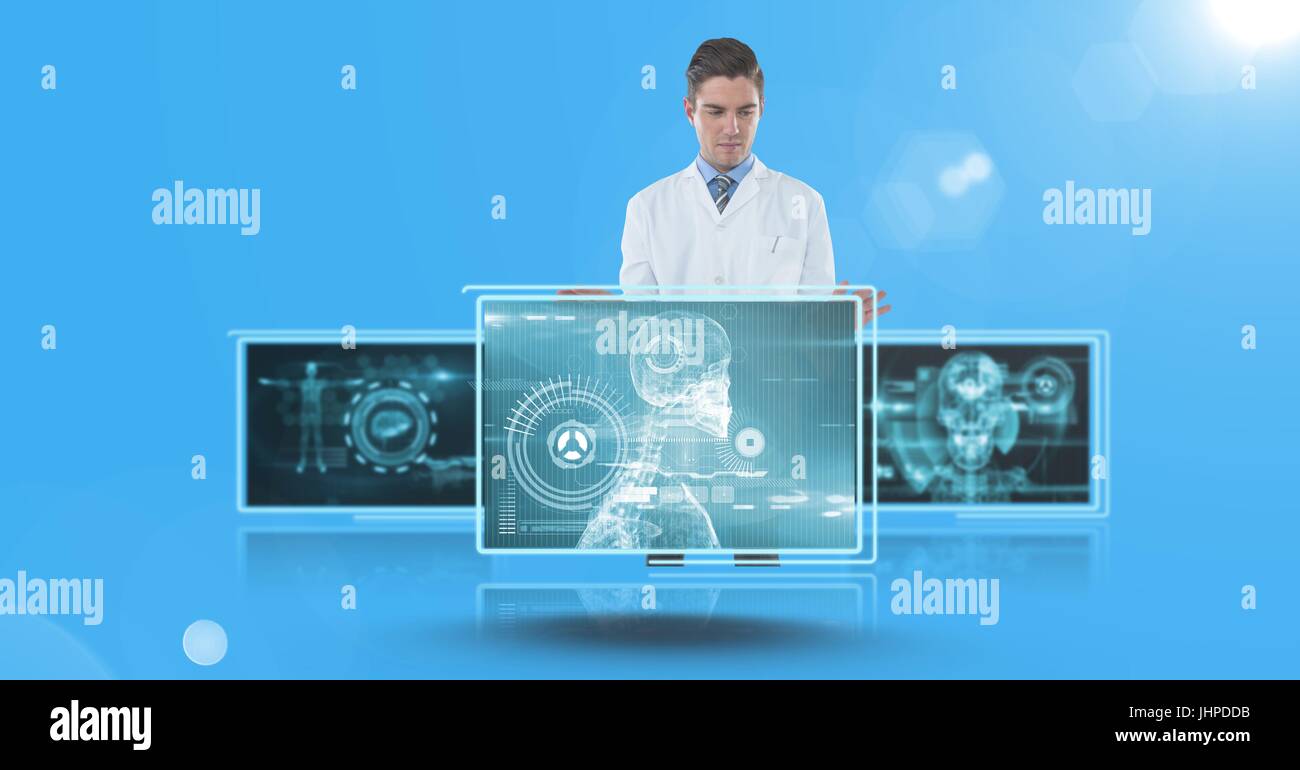 Digital composite of Doctor interfacing with medical screens Stock ...