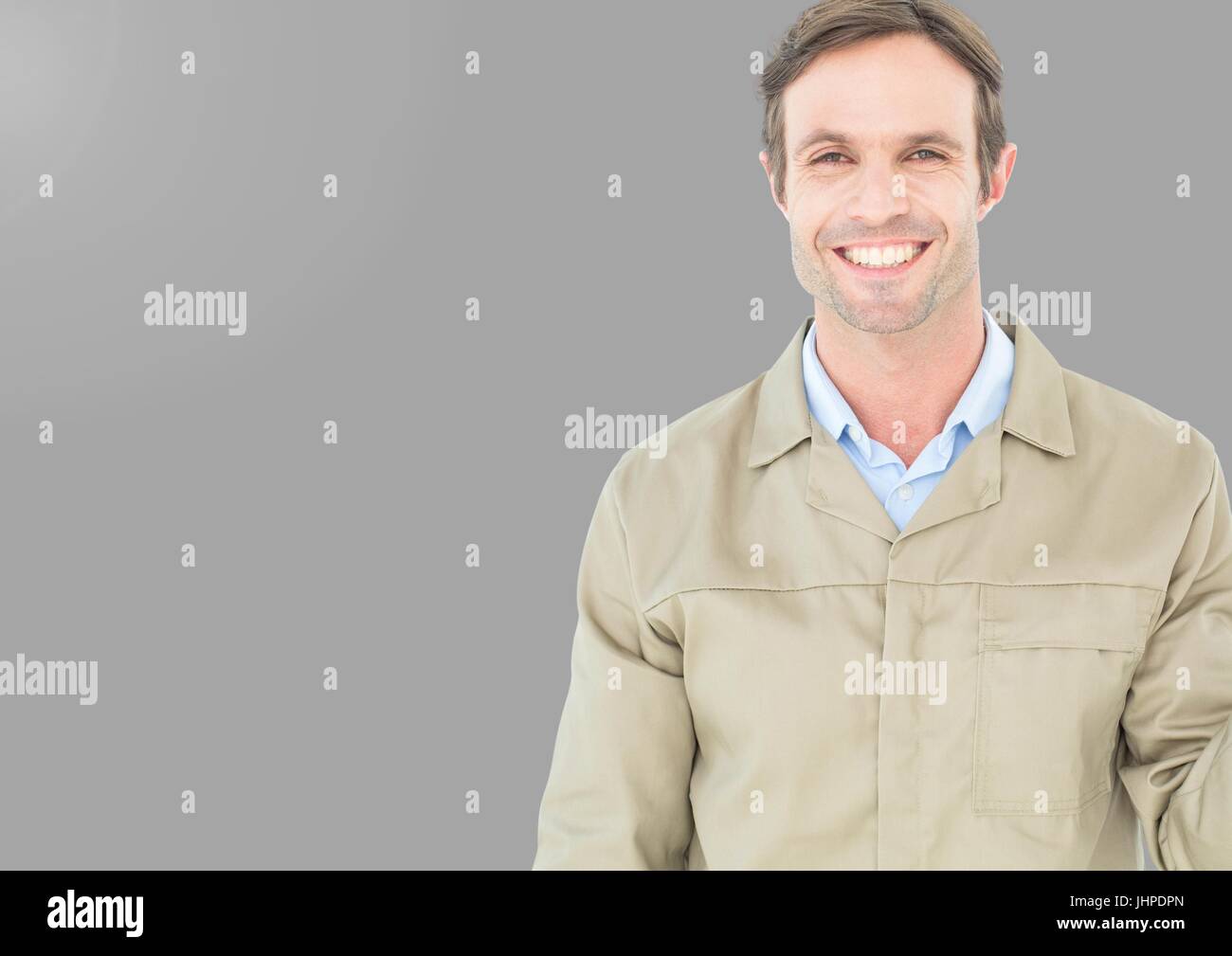 Digital composite of Portrait of Man with grey background Stock Photo ...
