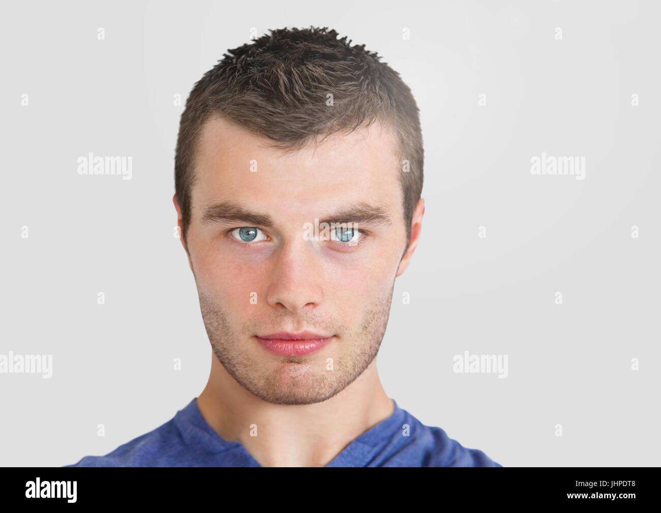 Digital composite of Portrait of Man with grey background Stock Photo ...