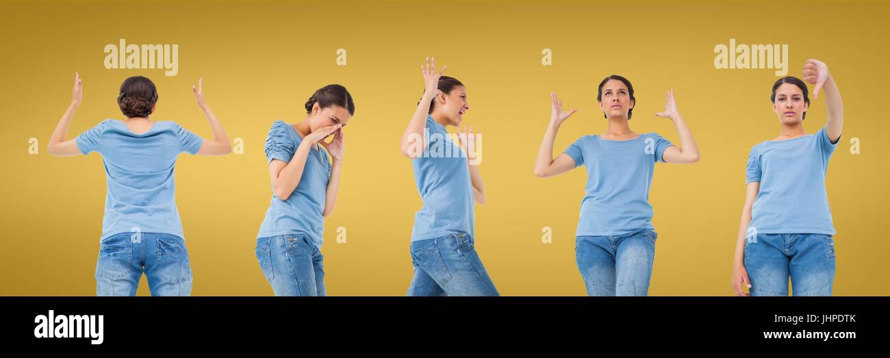 Digital composite of Angry woman collage against yellow background ...