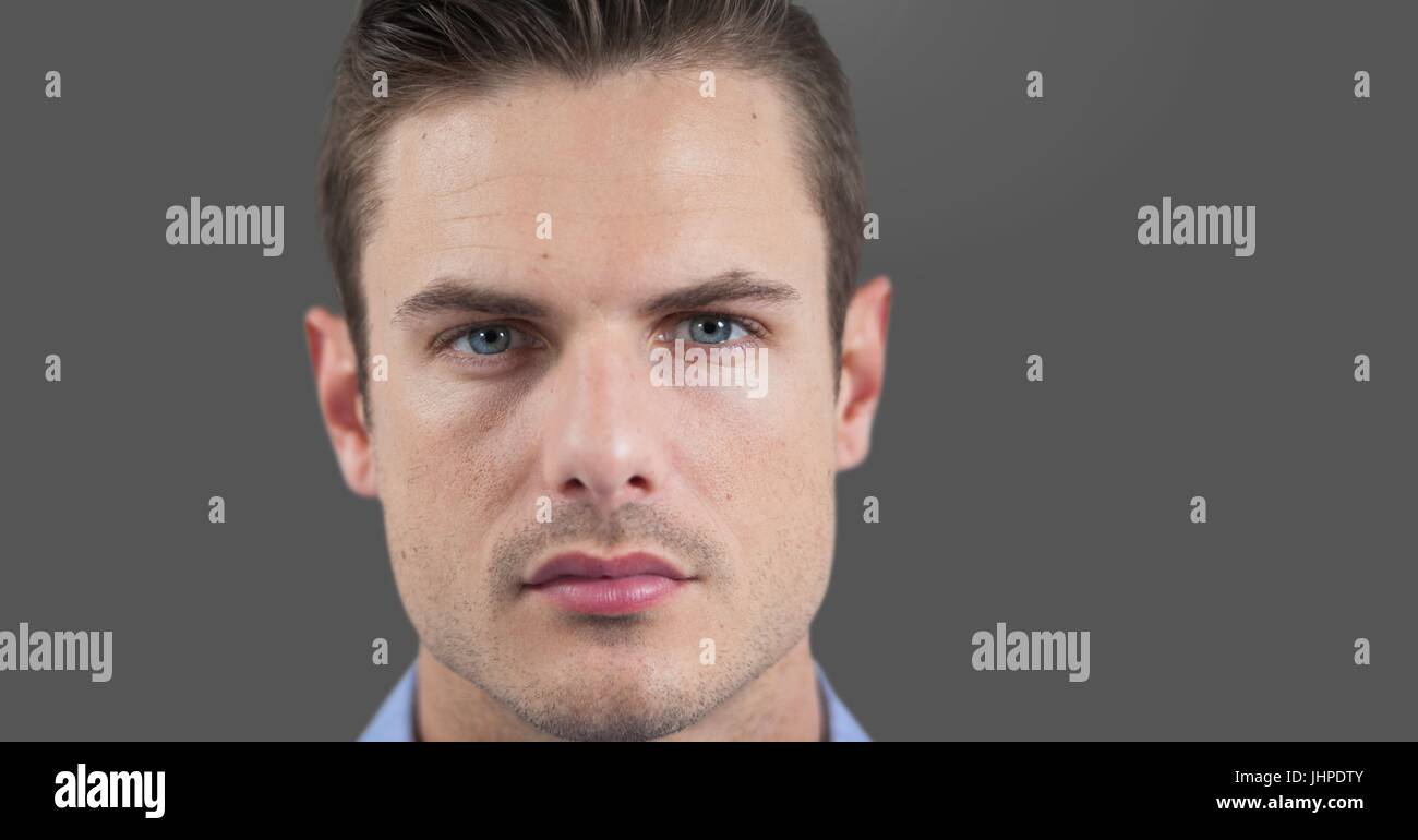 Digital composite of Portrait of Man with grey background Stock Photo ...