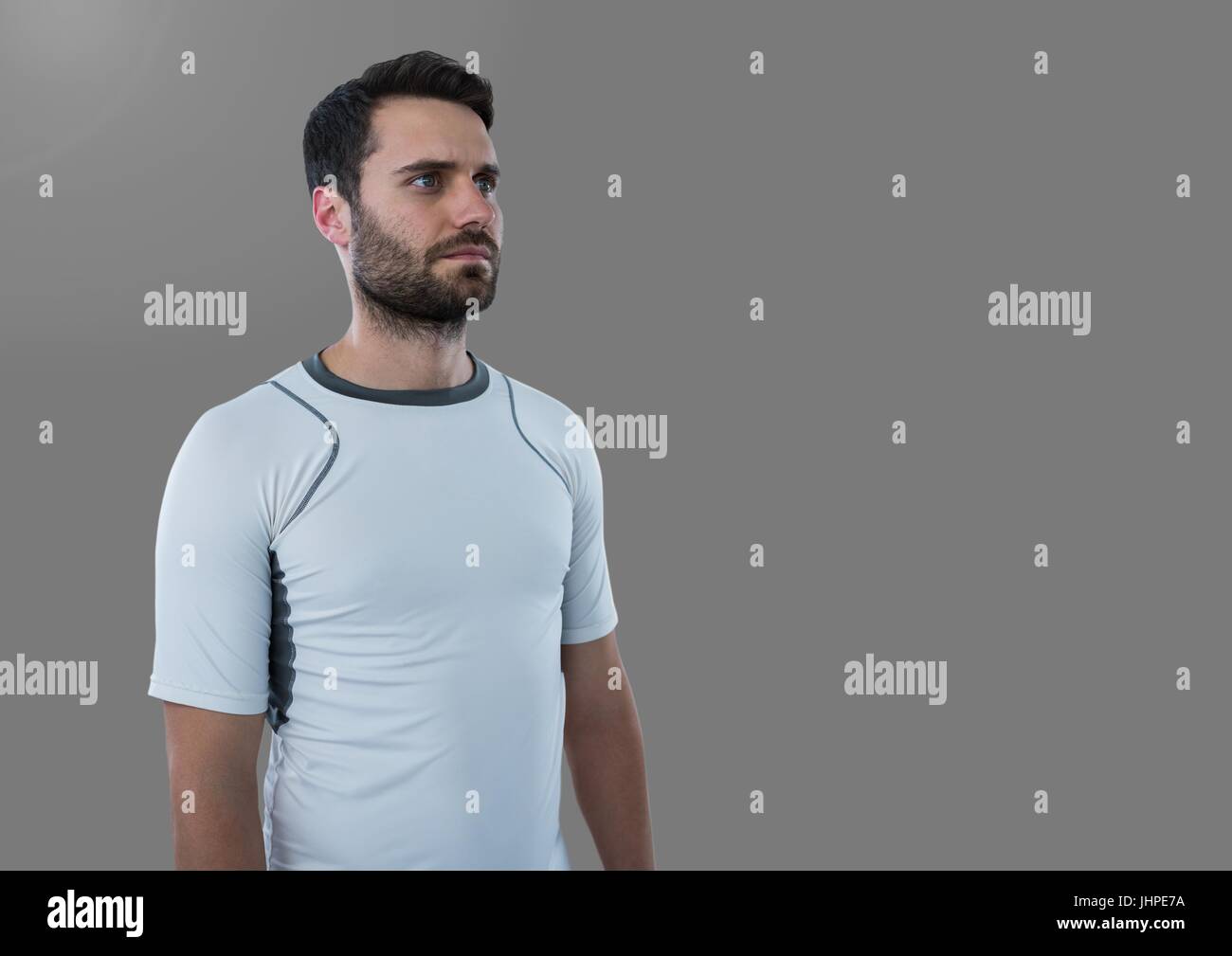 Digital composite of Portrait of Man with grey background Stock Photo ...