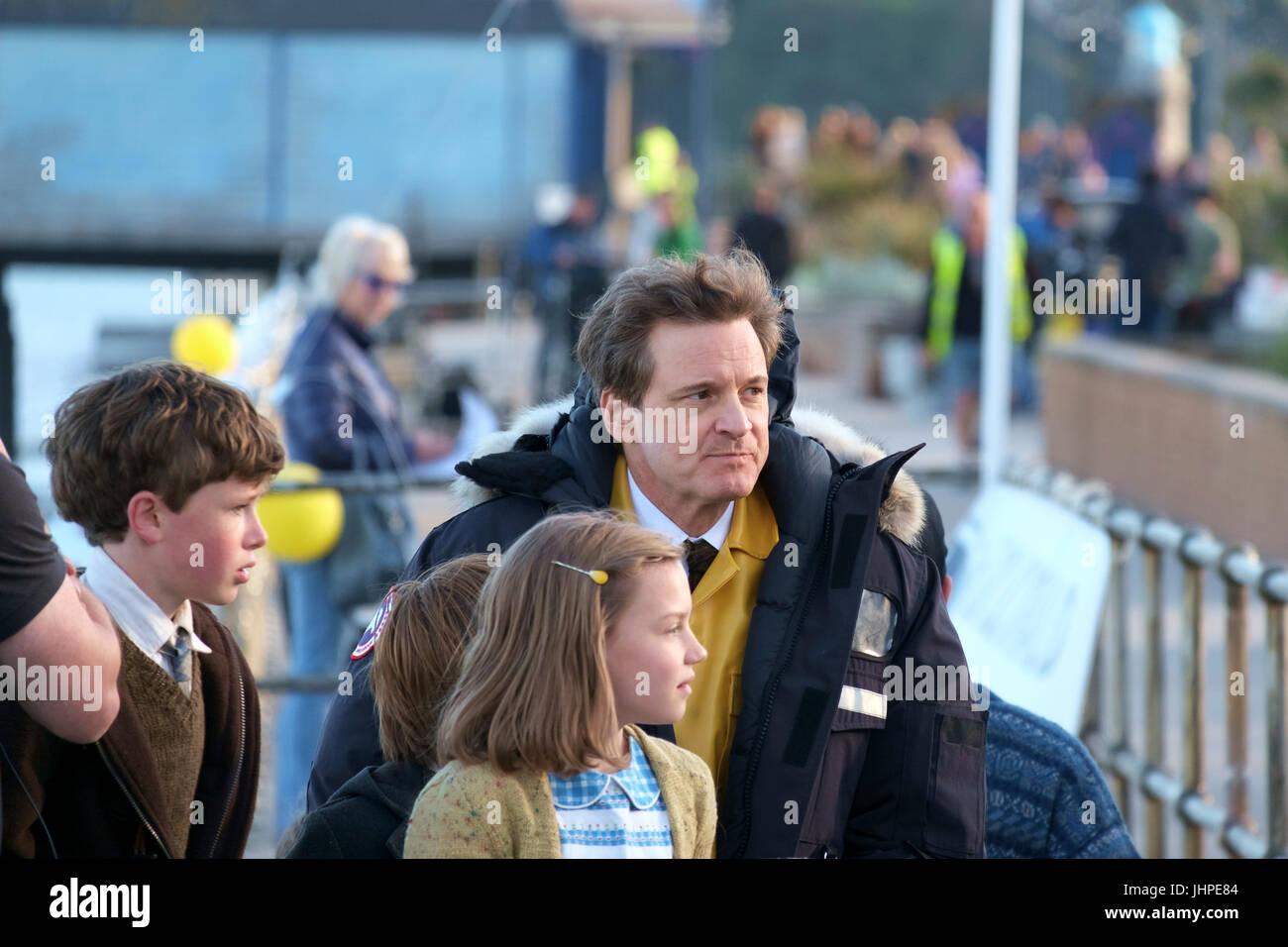 Colin Firth on location in Teignmouth, Devon, during filming of The ...