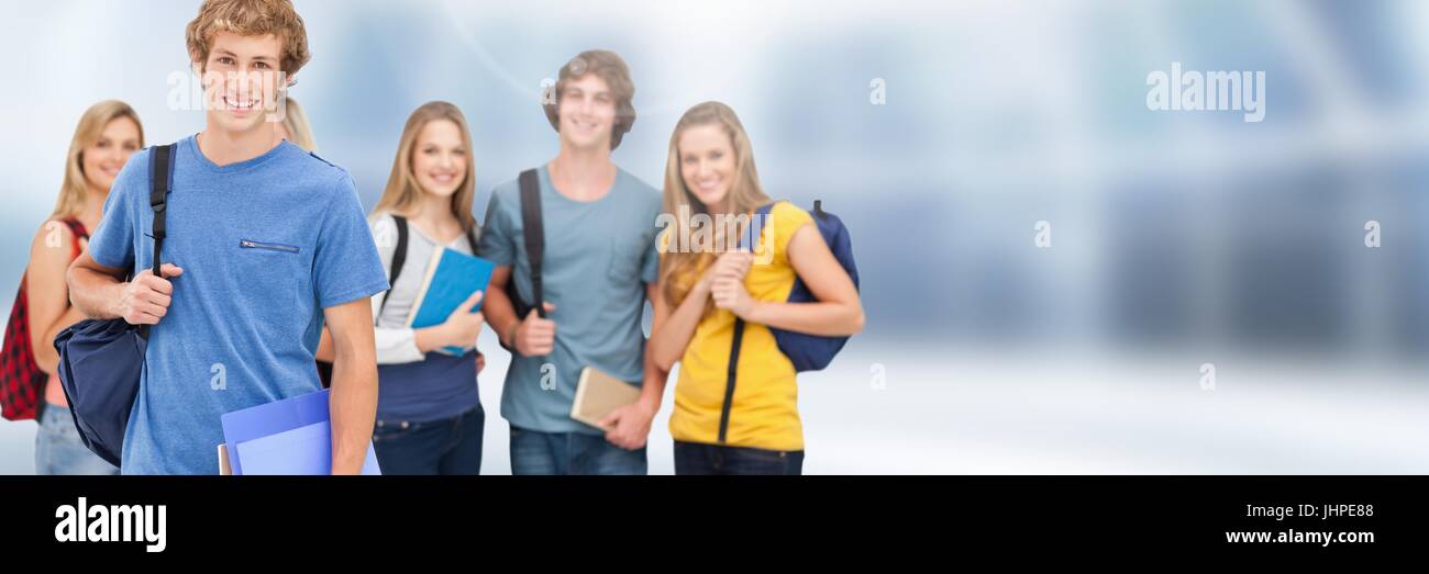 Digital composite of Students in front of blurred background Stock ...