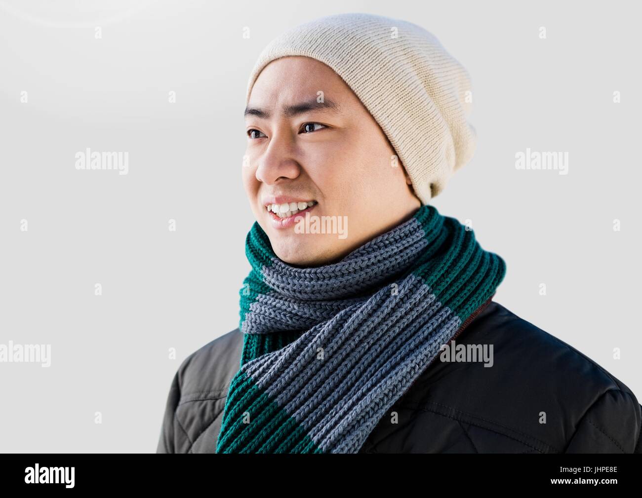 Digital composite of Portrait of Man with grey background Stock Photo ...