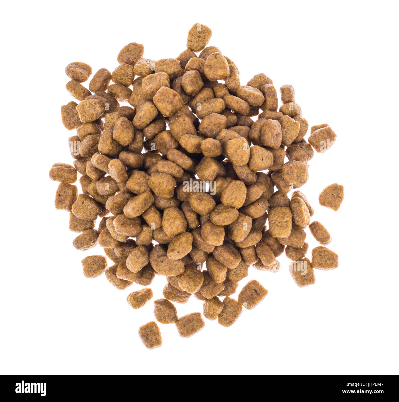 Pile of granulated animal feeds on white background. Studio Photo Stock ...