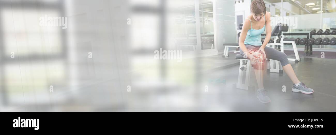 Digital composite of Woman in Gym with transition Stock Photo - Alamy