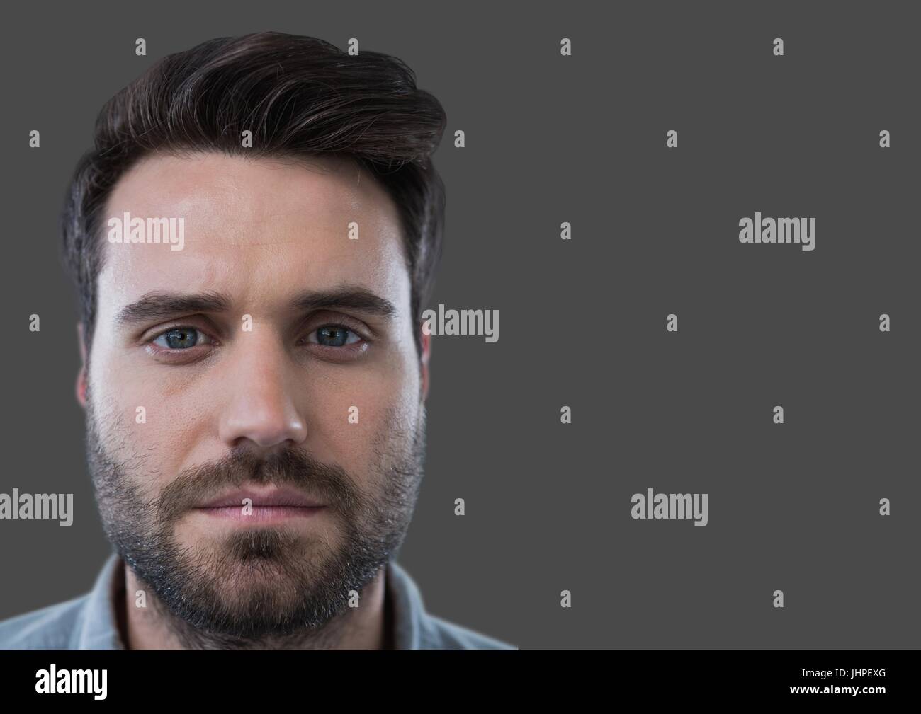 Digital composite of Portrait of Man with grey background Stock Photo ...