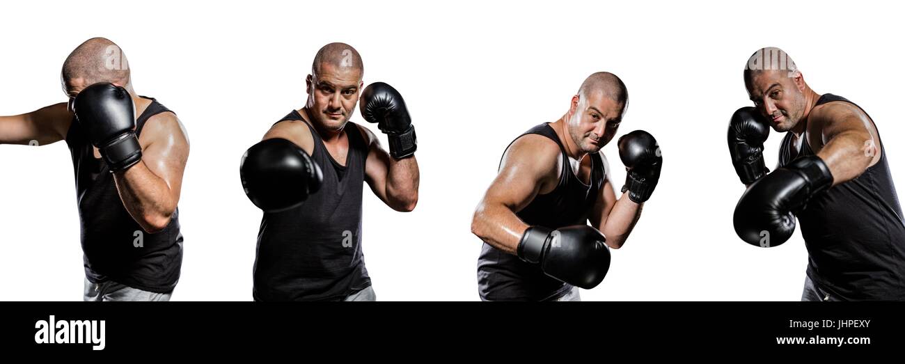 Digital composite of Man boxing collage Stock Photo - Alamy