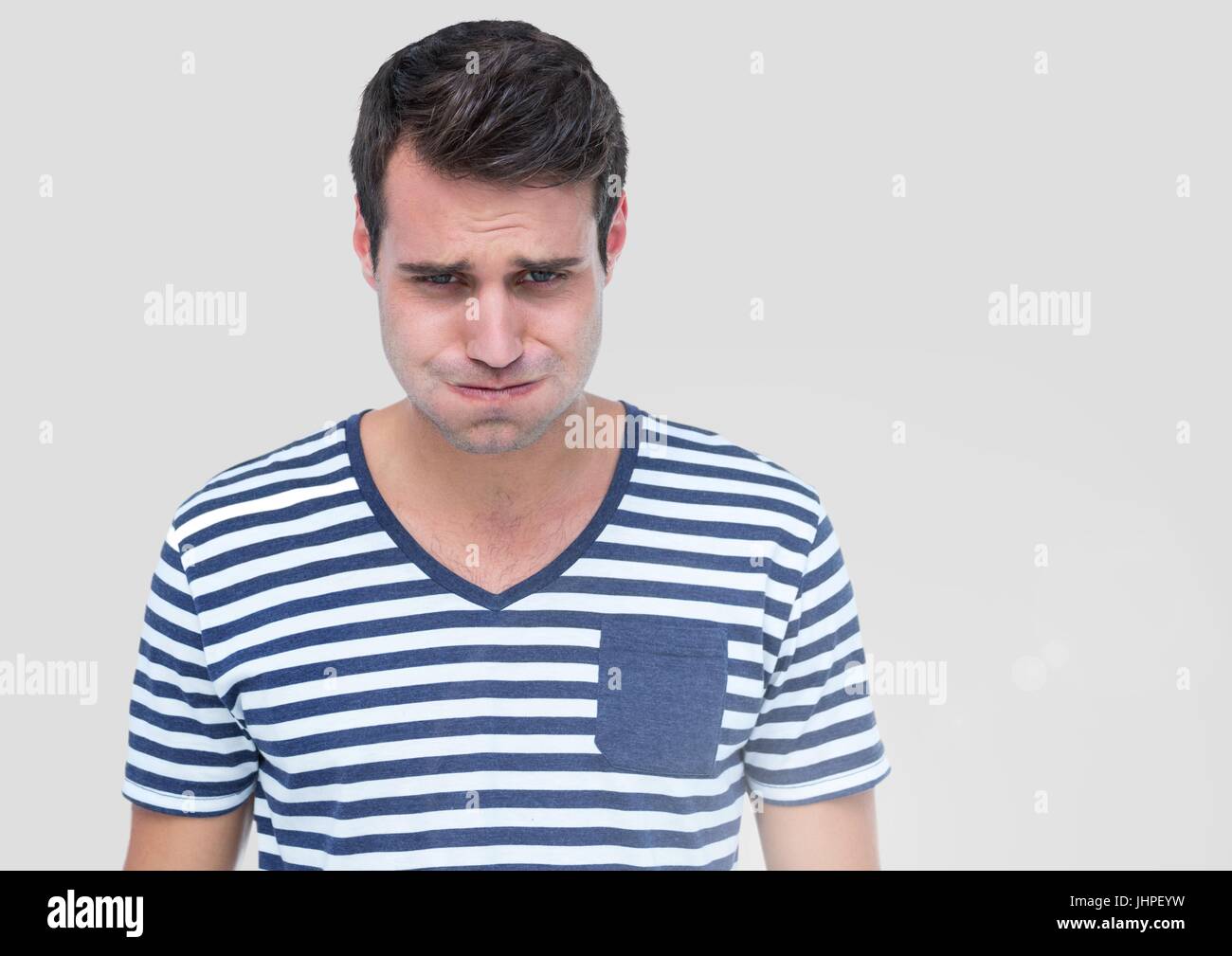 Digital composite of Portrait of Man feeling sick like vomiting with ...