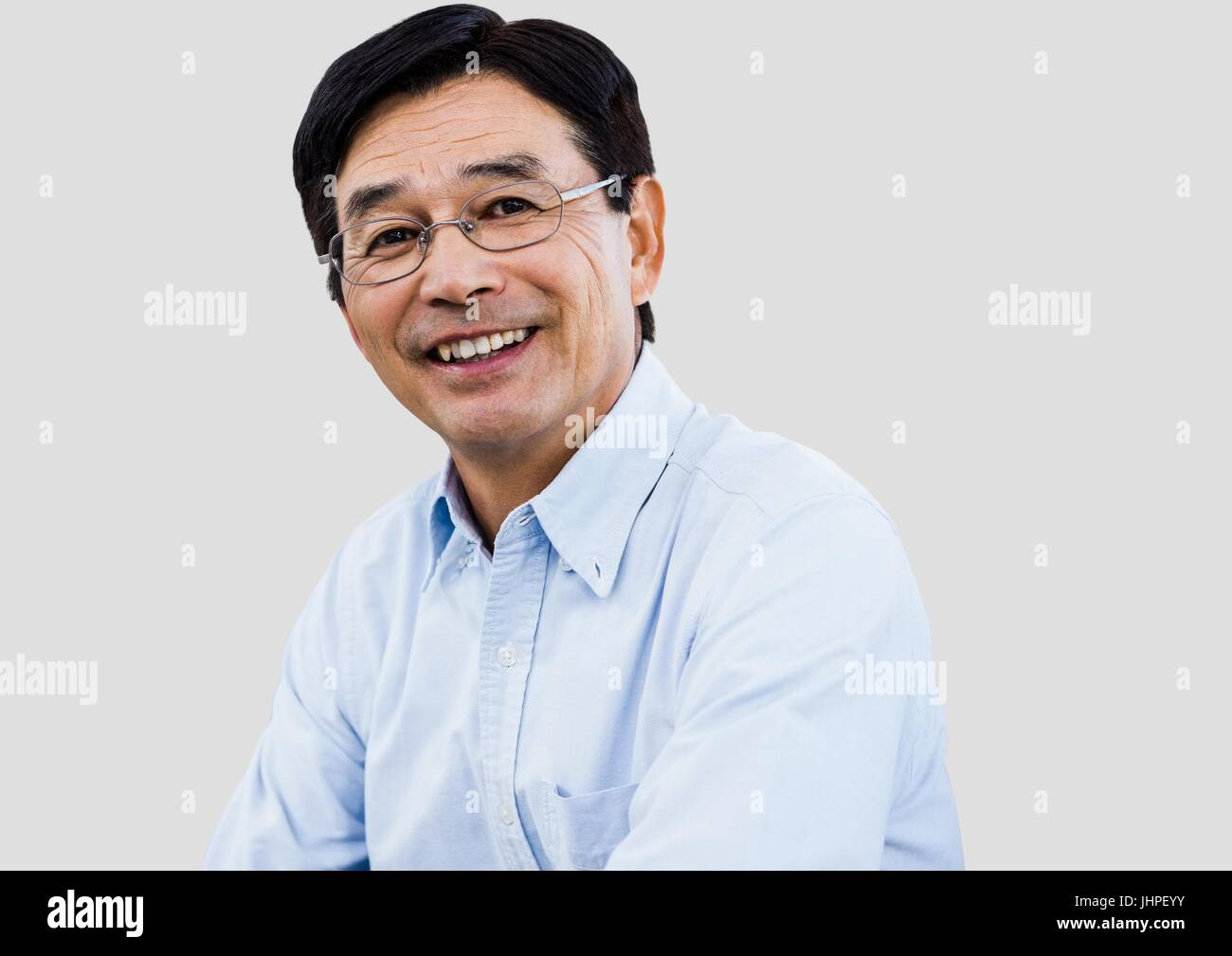 Digital composite of Portrait of Man with grey background Stock Photo ...