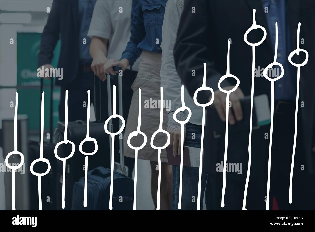 Digital composite of Info graphics against people background Stock ...