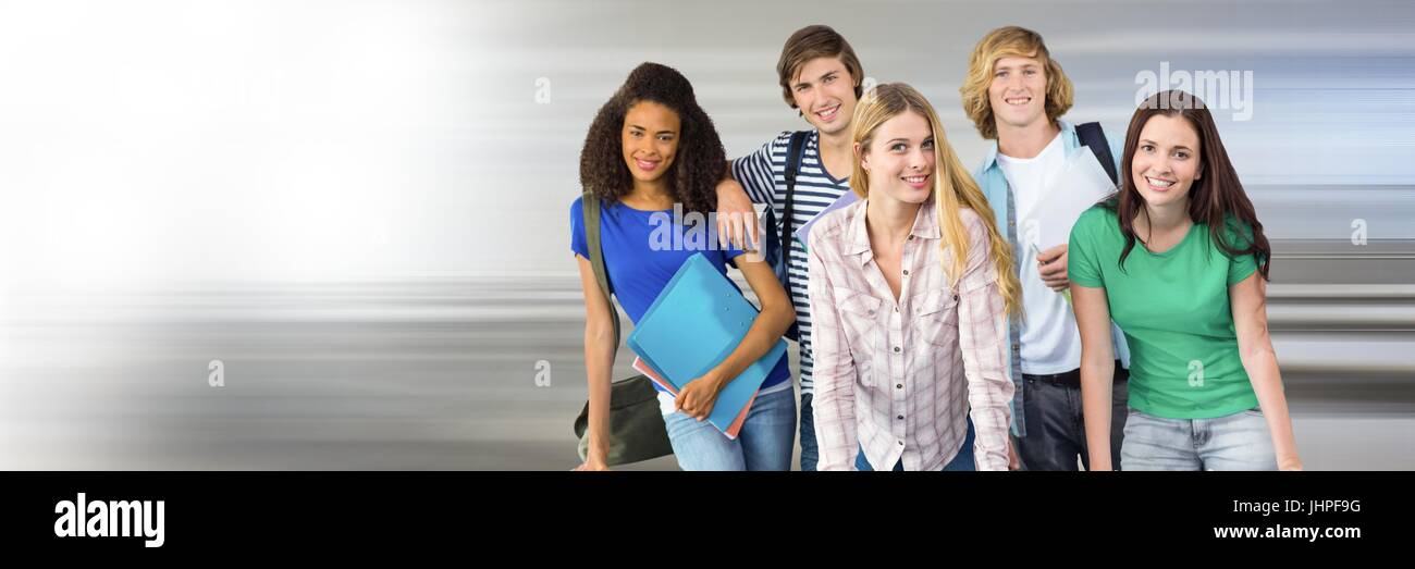 Digital composite of Students in front of blurred background Stock ...