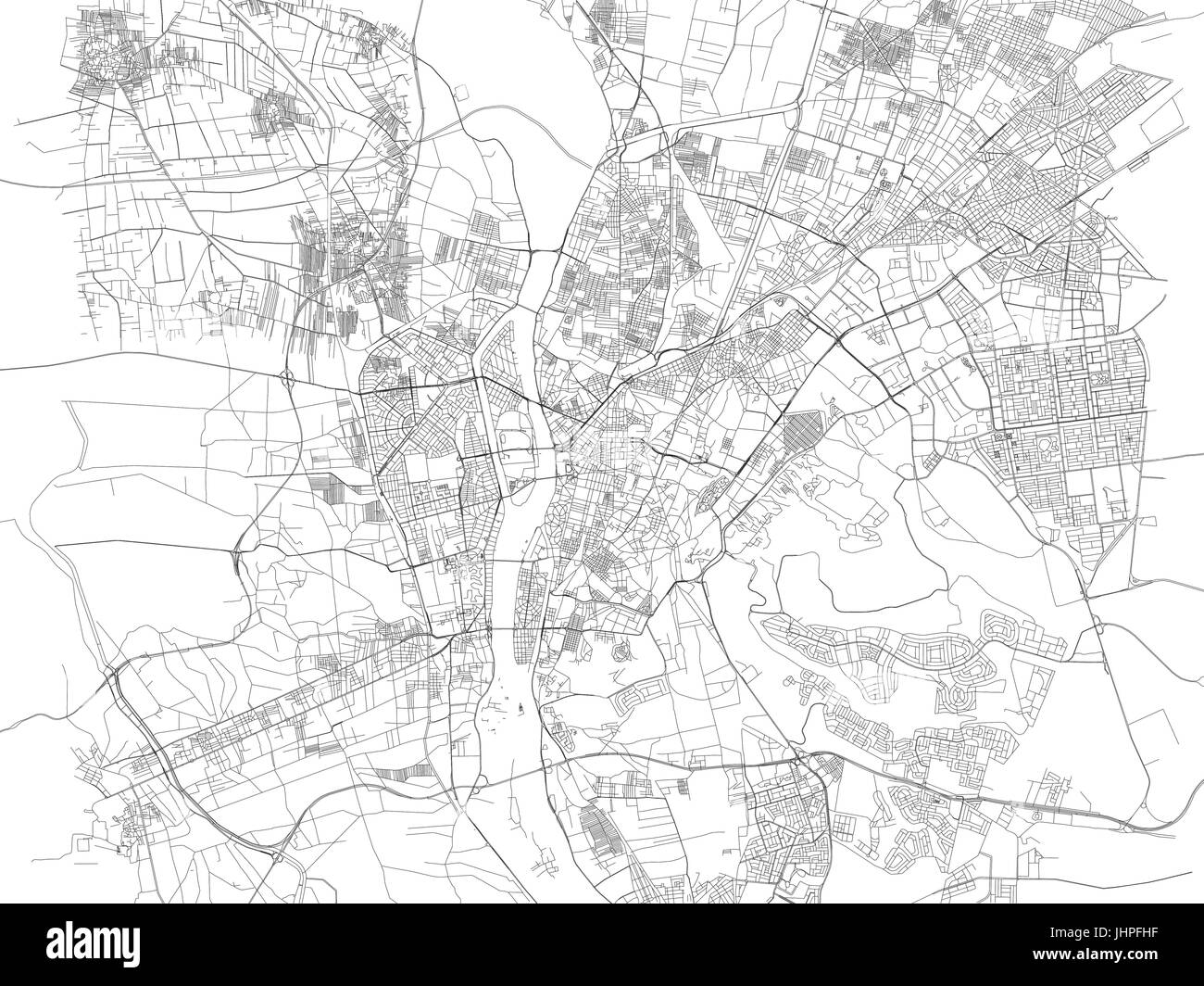 Cairo map, satellite view, street and city, Egypt Stock Vector Image ...