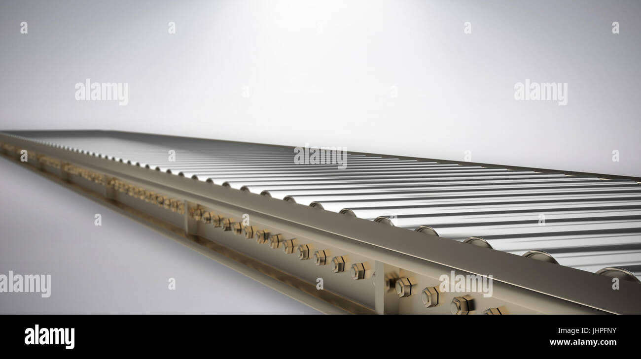 3D image of empty conveyor belt against grey background Stock Photo - Alamy