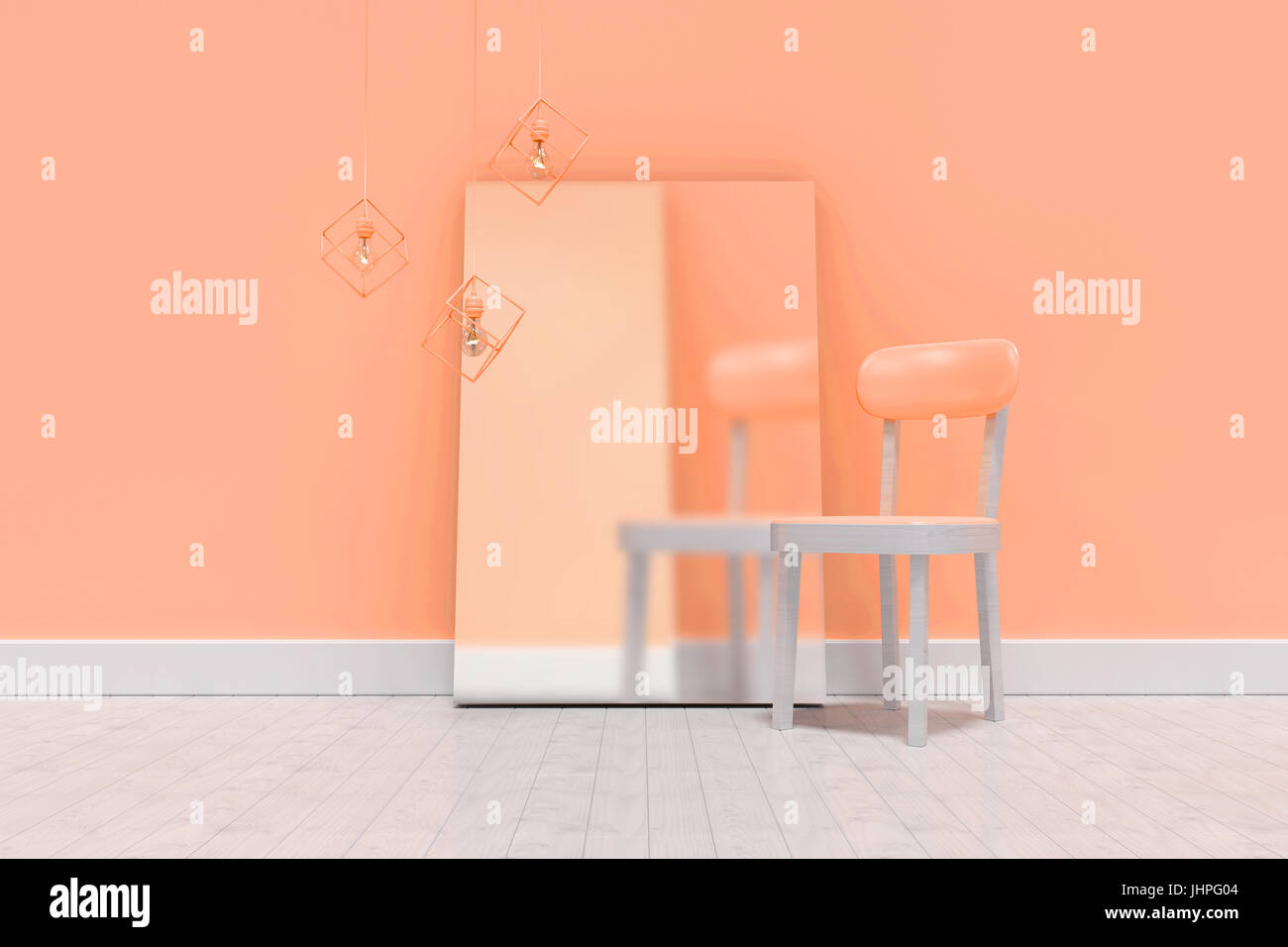 Empty chair by blank whiteboard against wall against empty armchairs ...