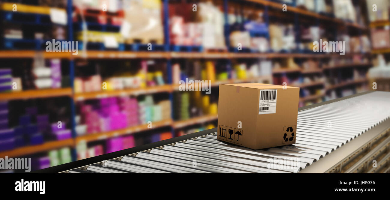 Warehouse interior rack and shelf with parcel boxes hi-res stock ...